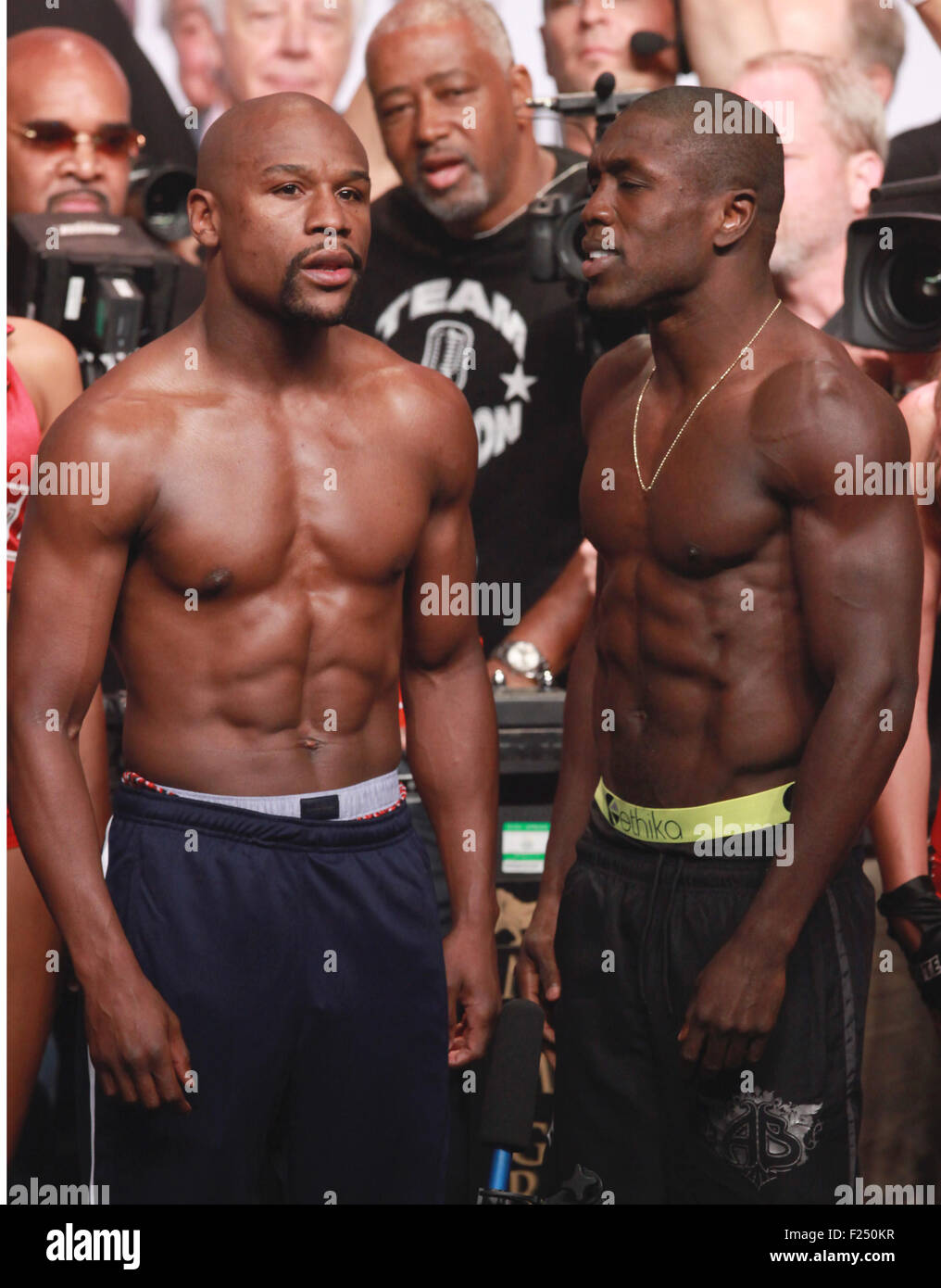 Las Vegas, Nevada, USA. 11th Sep, 2015. Boxers Floyd Mayweather and ...