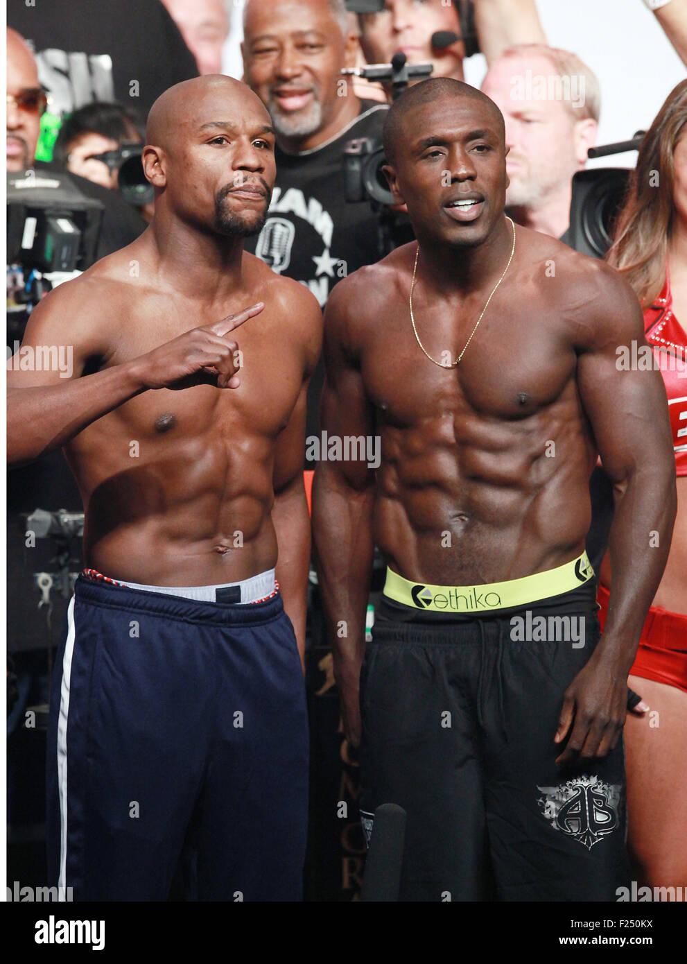 Las Vegas, Nevada, USA. 11th Sep, 2015. Boxers Floyd Mayweather and ...