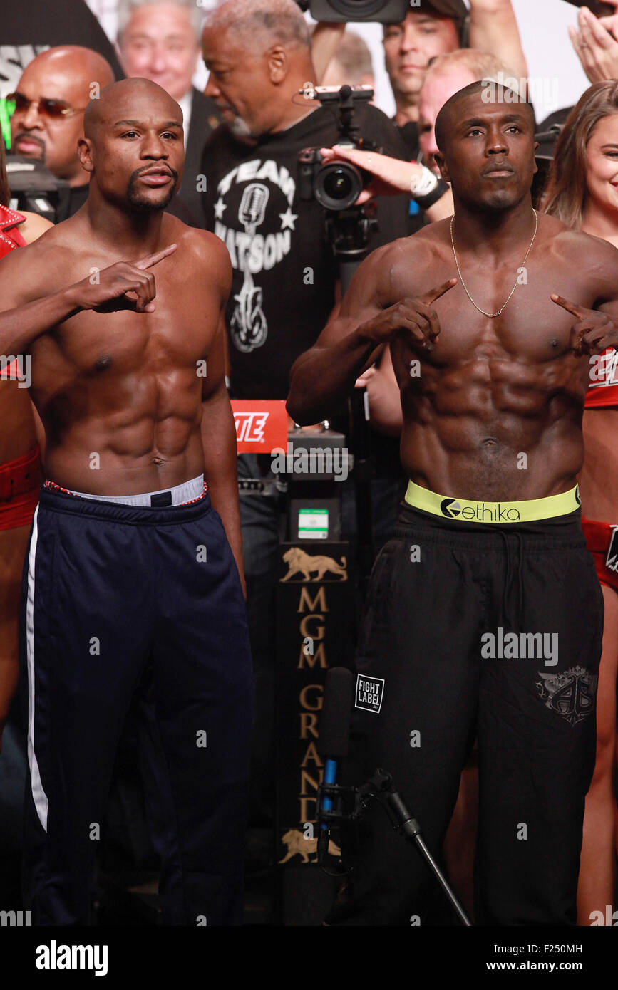 Las Vegas, Nevada, USA. 11th Sep, 2015. Boxers Floyd Mayweather and ...