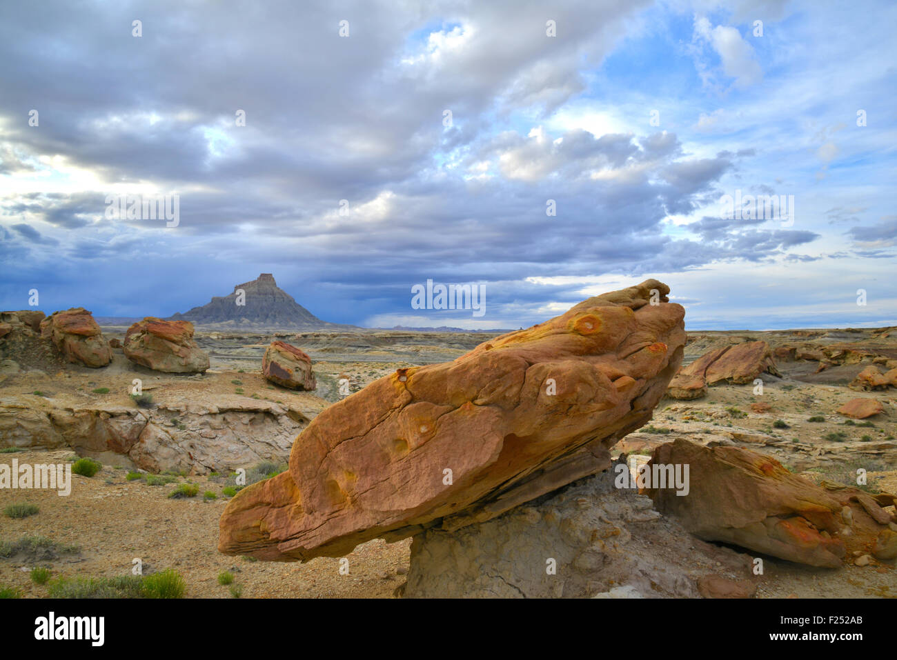 The stark landscape of Factory Butte Recreation Area in Luna Mesa along ...