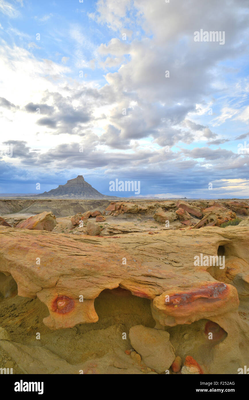 The stark landscape of Factory Butte Recreation Area in Luna Mesa along ...