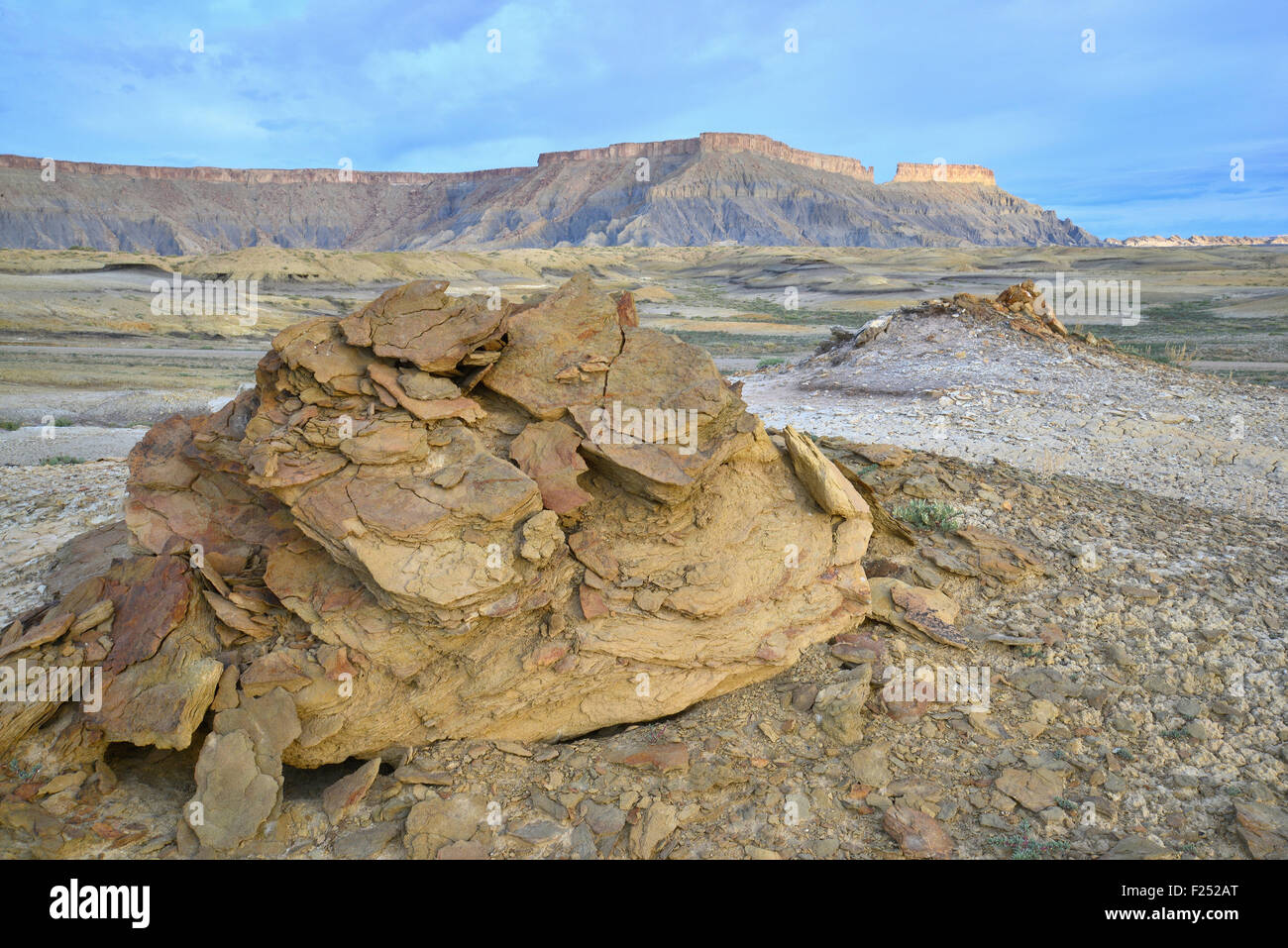 The stark landscape of Factory Butte Recreation Area in Luna Mesa along ...