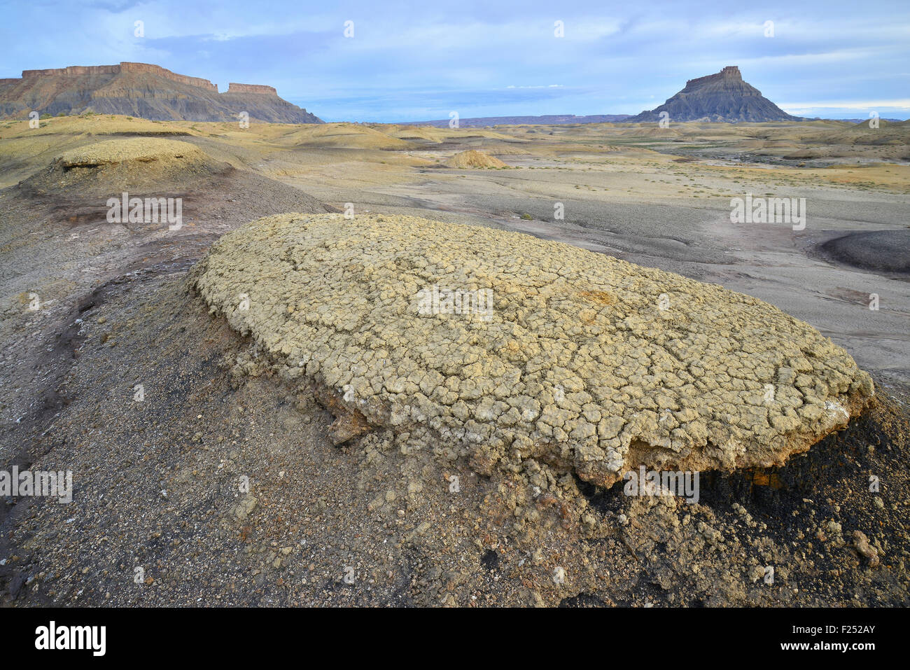 The stark landscape of Factory Butte Recreation Area in Luna Mesa along ...
