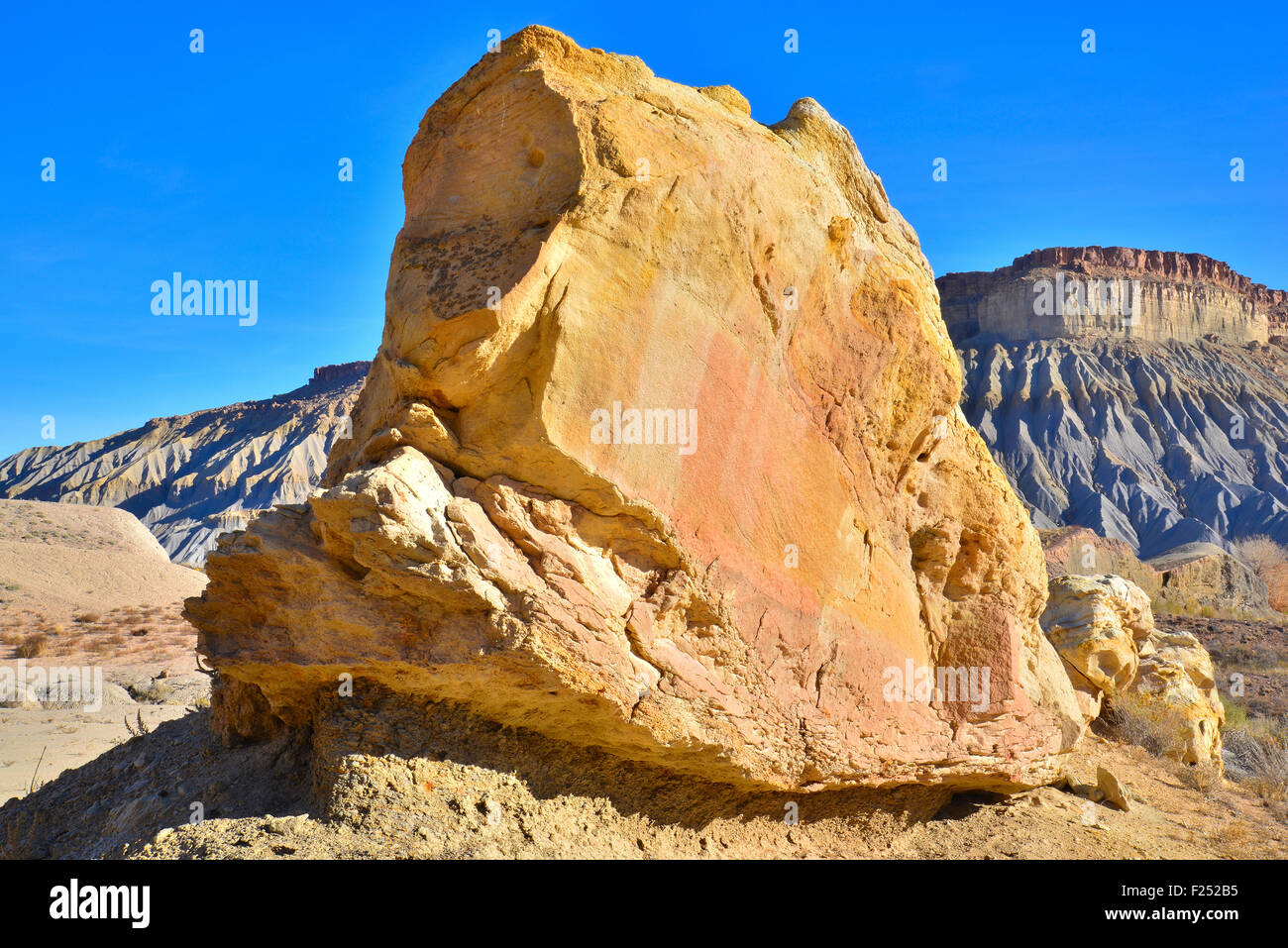 The stark landscape of Factory Butte Recreation Area in Luna Mesa along ...