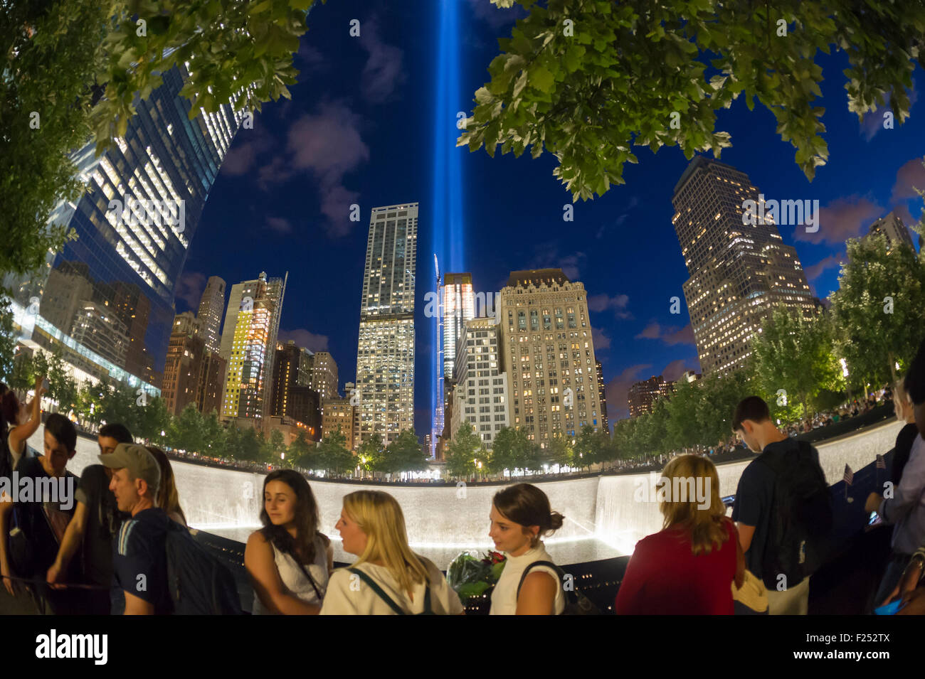 New York, New York, USA. 11th Sep, 2015. The Tribute in Light shines ...