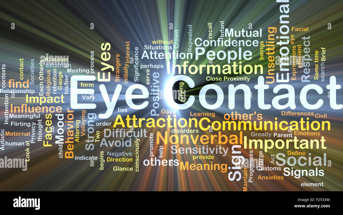 Background concept wordcloud illustration of eye contact glowing light ...