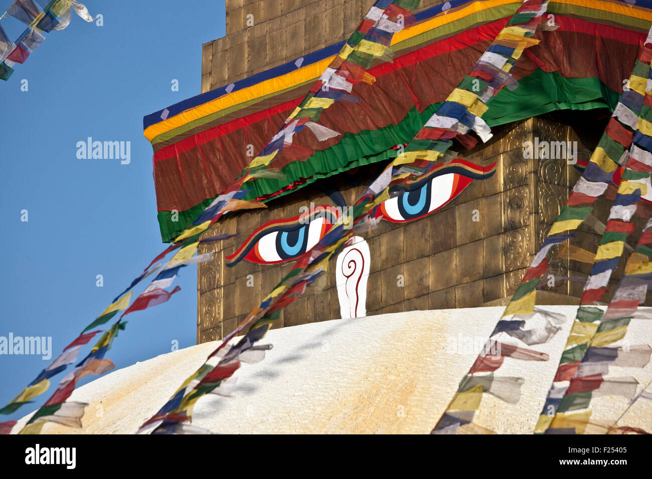 Pair of eye represents the all-seeing nature of the Buddha as seen at ...