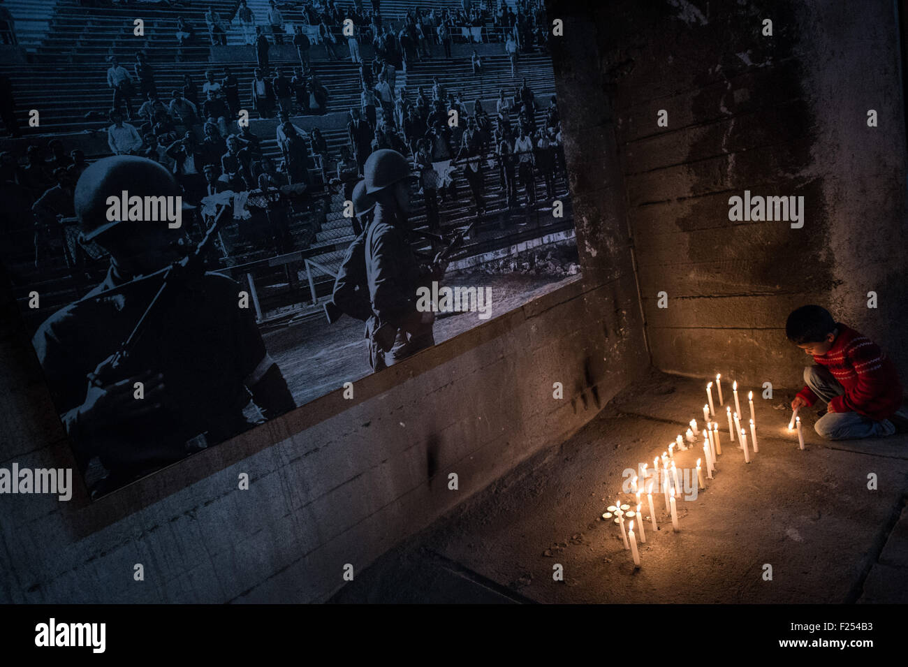 Santiago, Chile. 11th Sep, 2015. A boy attends a ceremony to ...