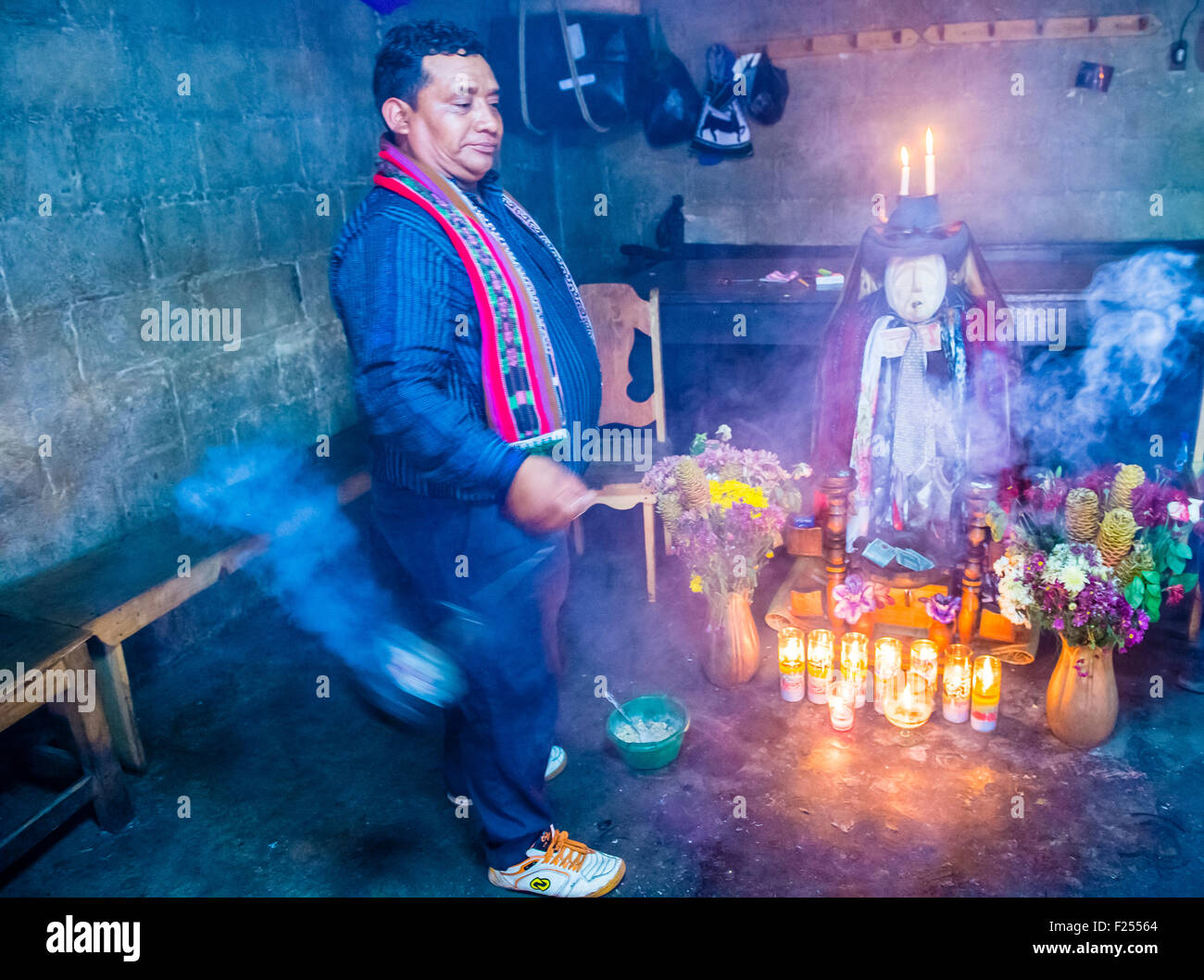 Shrine of El Maximon in Santiago De Atitlan , Guatemala Maximon saint ...