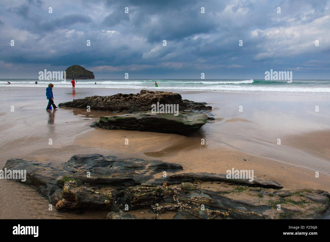 Trebarwith Strand, Cornwall, England, U.K. 11th September 2015. A ...