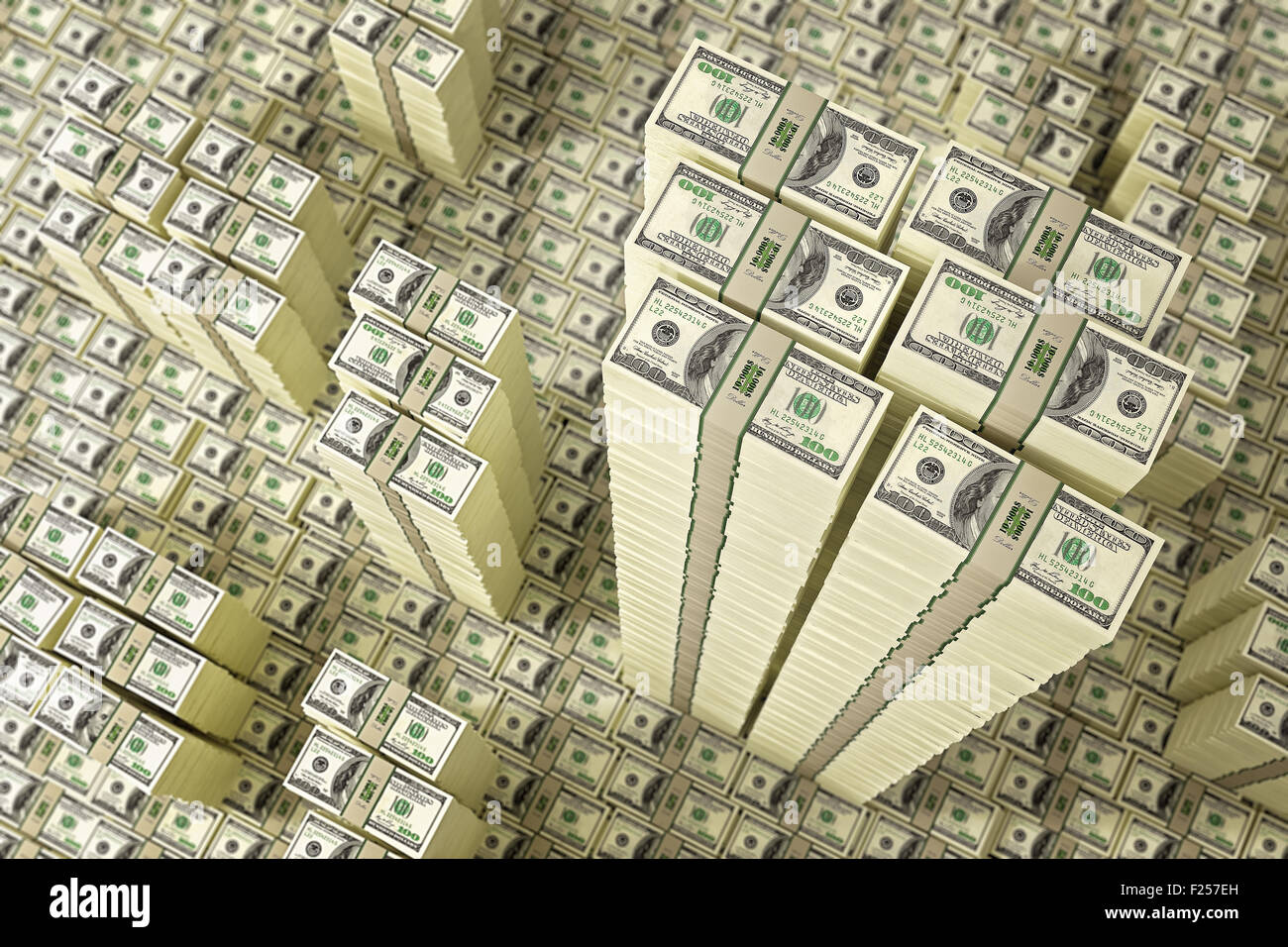 Piles of Dollar bills Stock Photo - Alamy