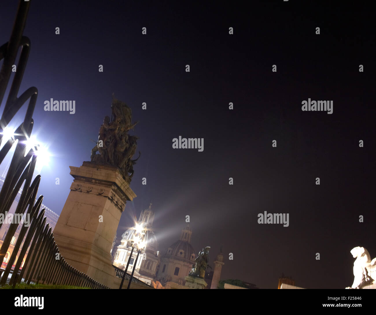 Detail of The National Monument to Victor Emmanuel II shot at night in ...