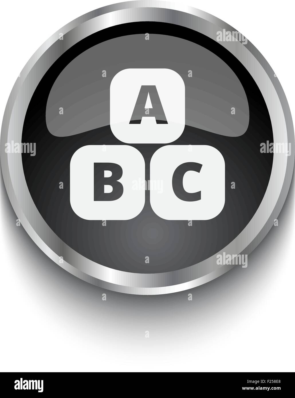 White Abc Blocks symbol on black web button Stock Vector Image & Art ...