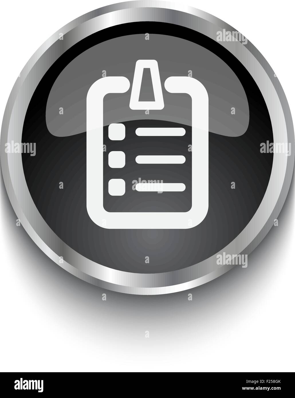 White Checklist symbol on black web button Stock Vector Image & Art - Alamy