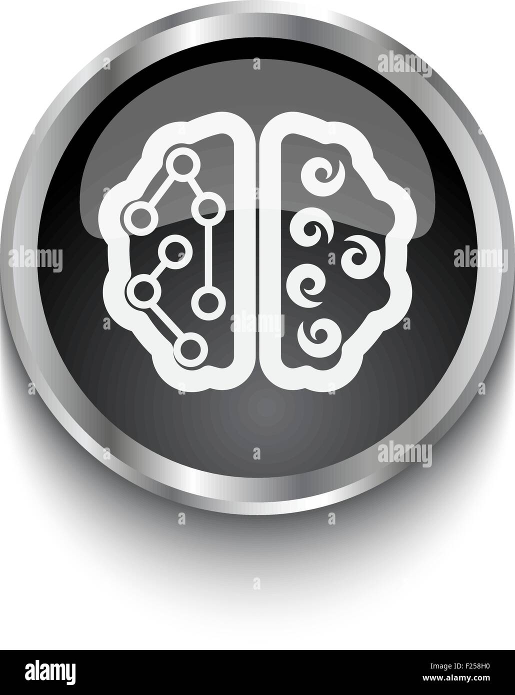 White Brain symbol on black web button Stock Vector Image & Art - Alamy