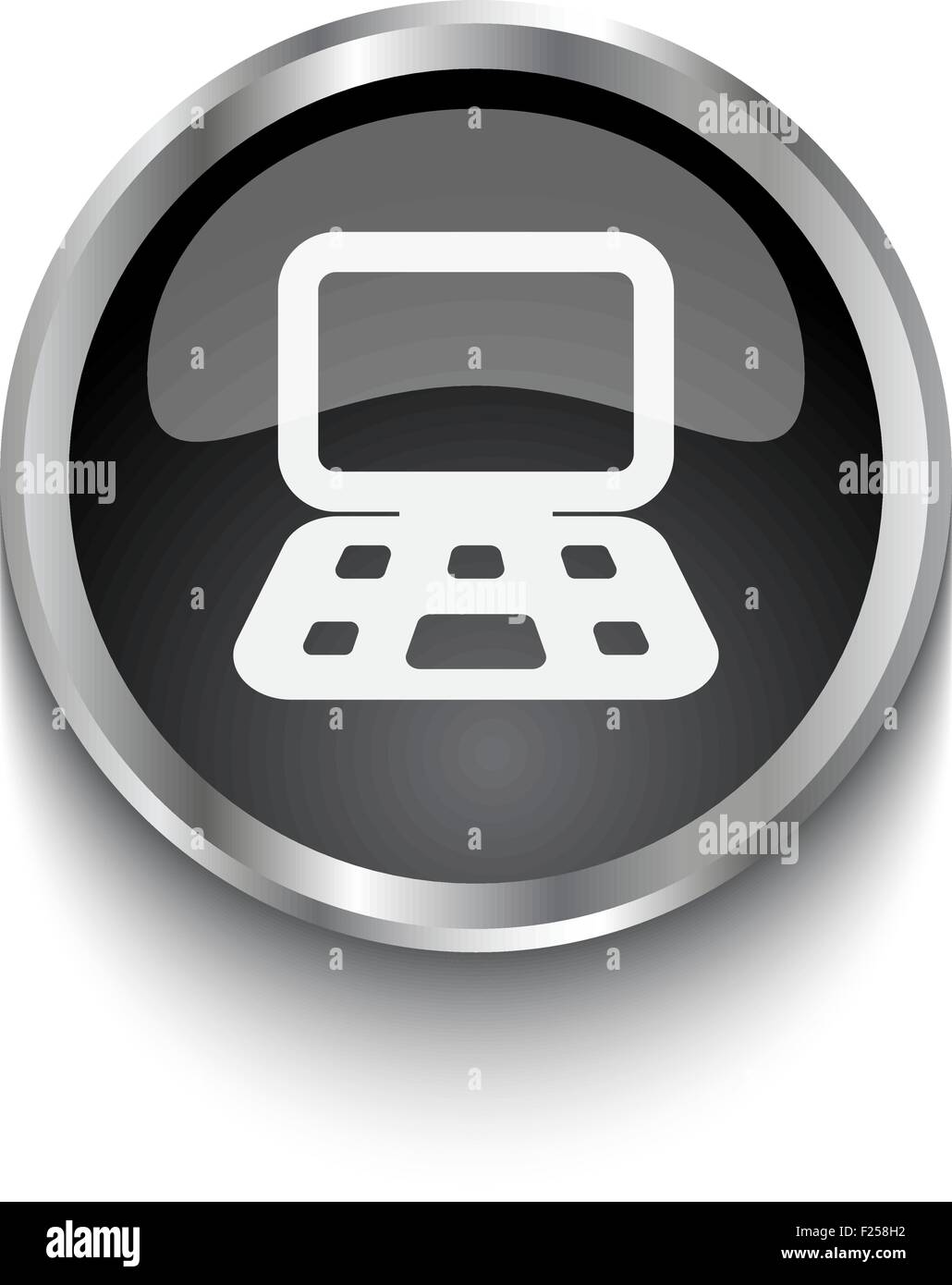 White Computer symbol on black web button Stock Vector Image & Art - Alamy