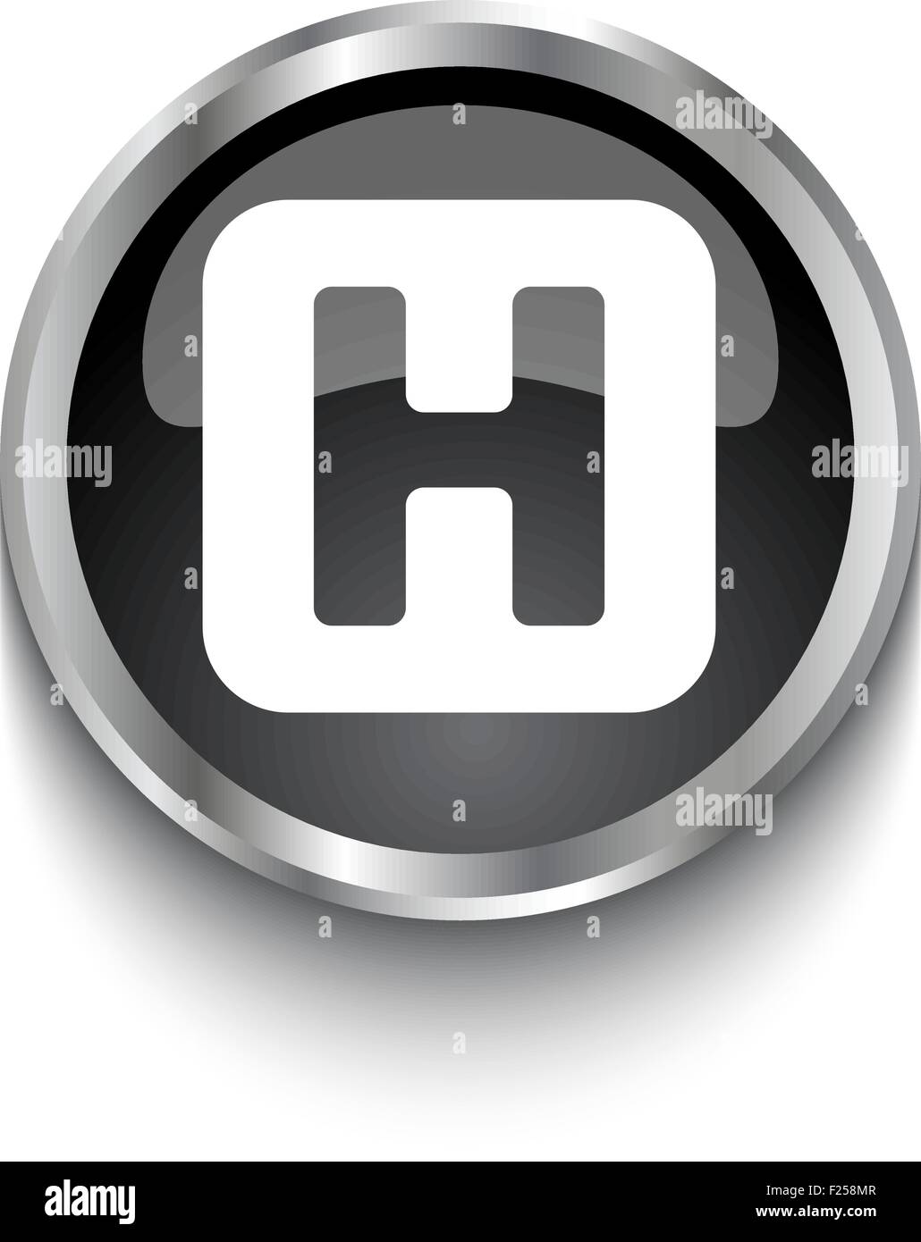 White Helicopter Platform symbol on black glossy web button Stock ...