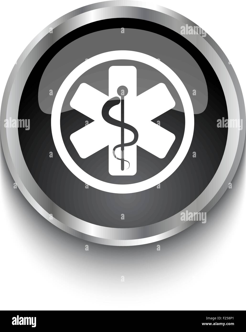 White Medical Symbol symbol on black glossy web button Stock Vector ...