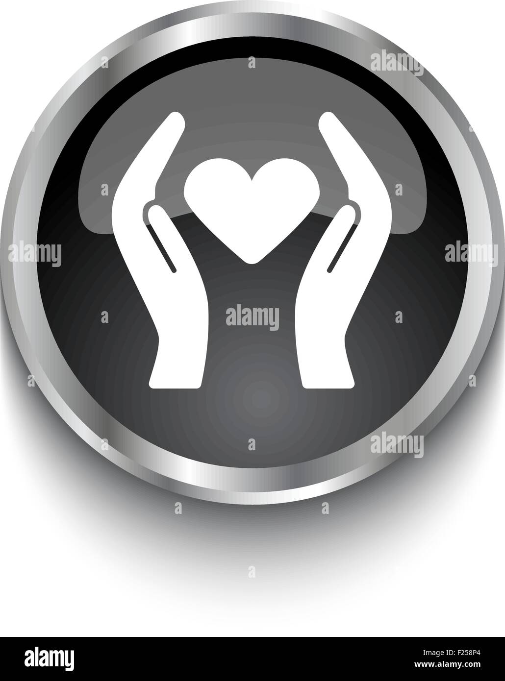 White Heart Care symbol on black glossy web button Stock Vector Image ...