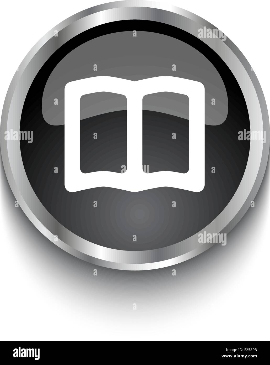 White Open Book symbol on black glossy web button Stock Vector Image ...