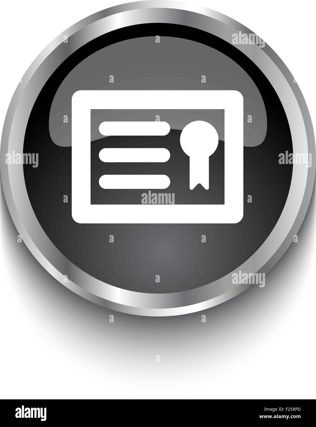 White Certificate symbol on black glossy web button Stock Vector Image ...