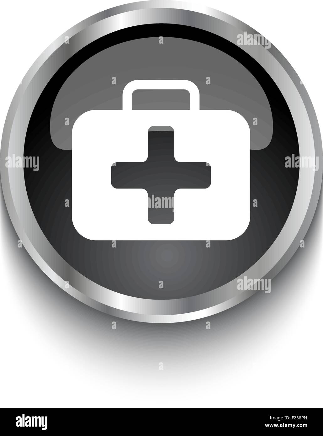 White First Aid Kit symbol on black glossy web button Stock Vector ...