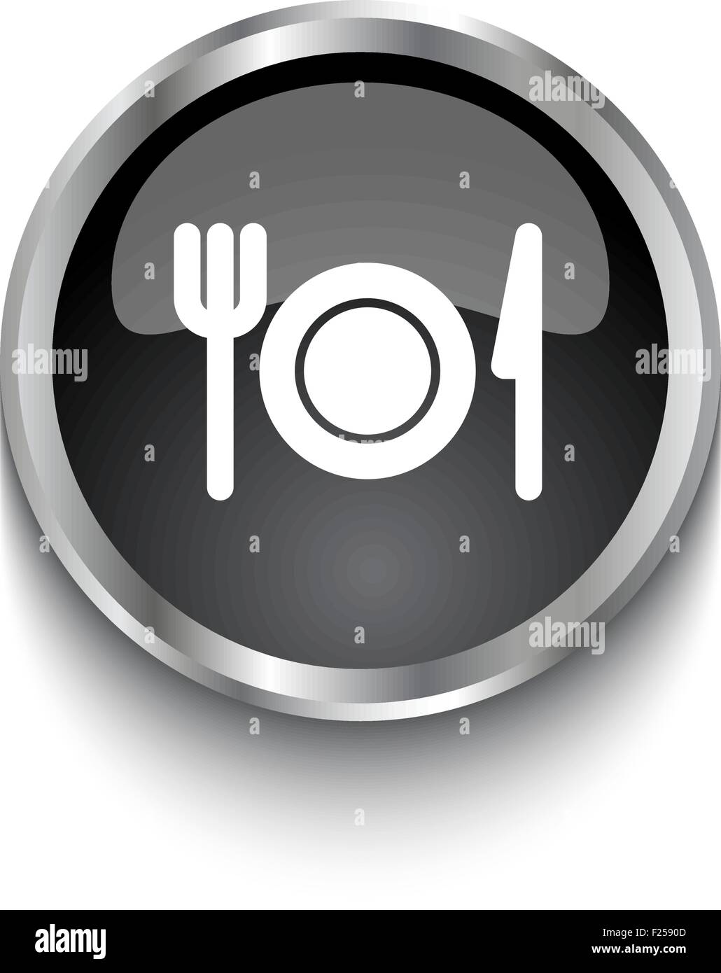 White Dinner symbol on black web button Stock Vector Image & Art - Alamy