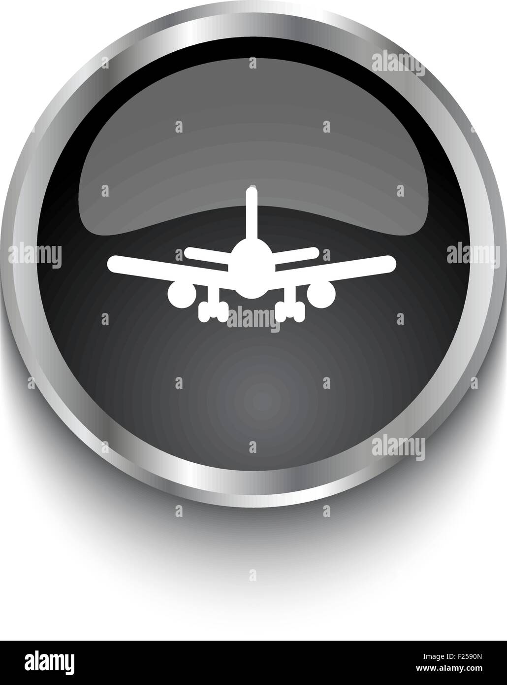 White Airplane top view symbol on black web button Stock Vector Image ...