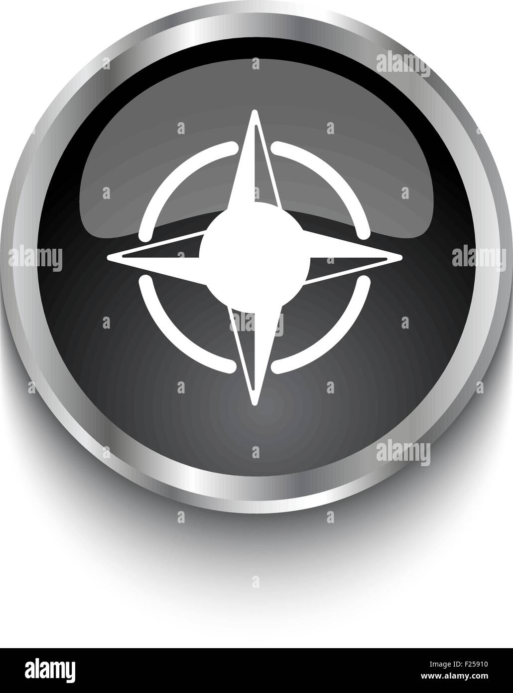 White Compass Rose symbol on black web button Stock Vector Image & Art ...
