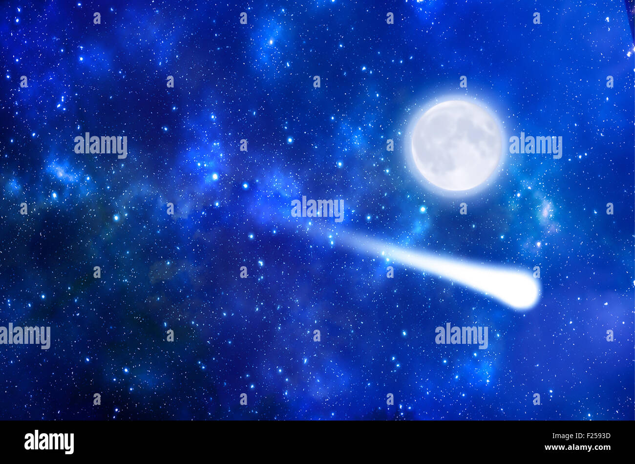 Meteor shower and moon Stock Photo - Alamy