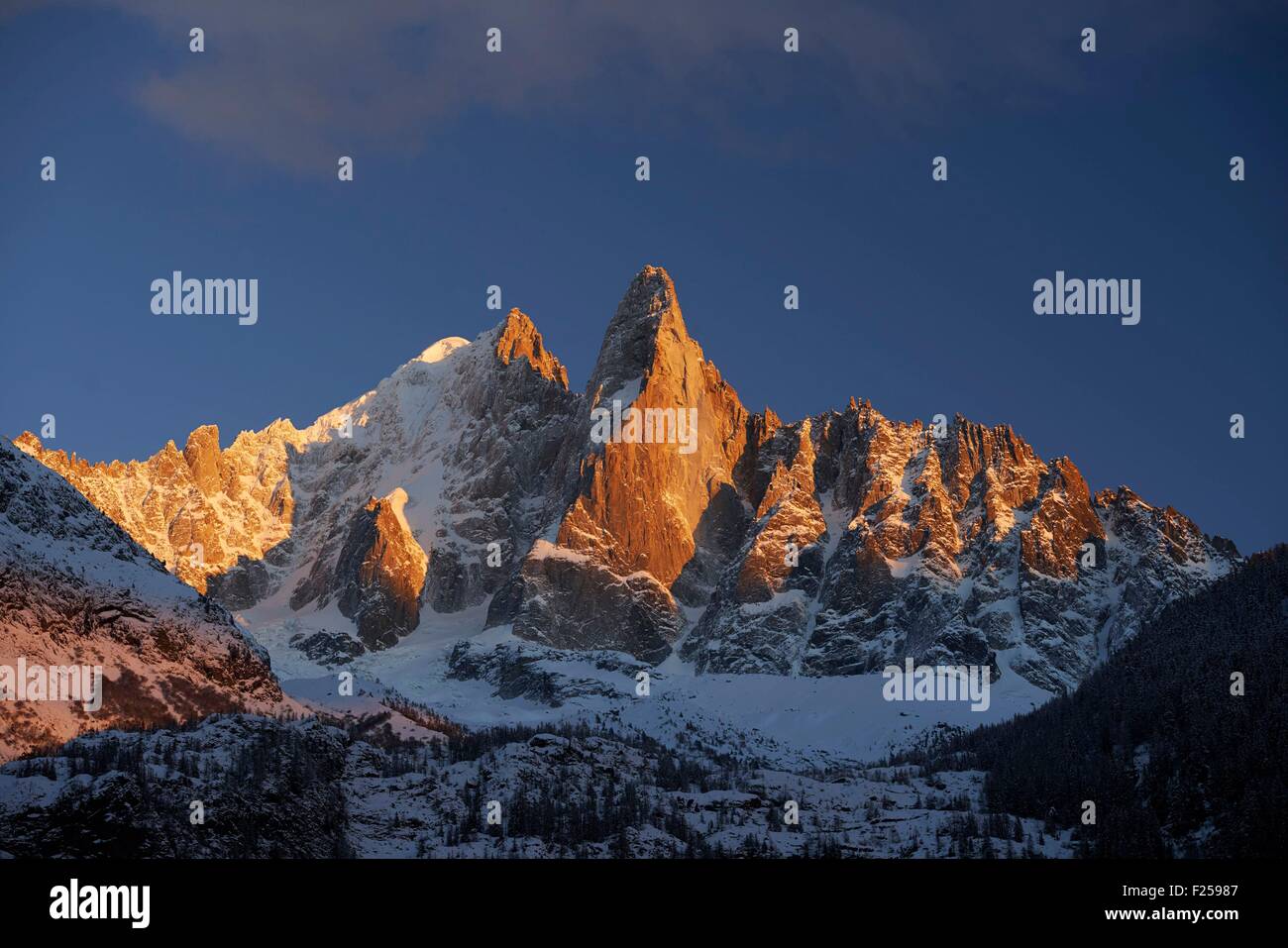 France, Haute Savoie, Chamonix, aiguille Verte (4122m), aiguille du Dru ...