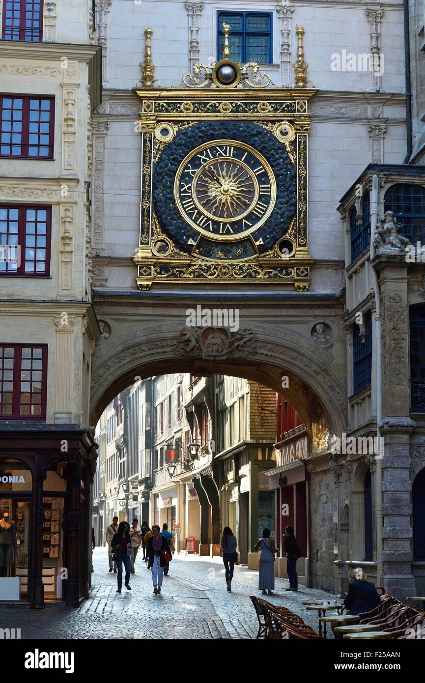 France, Seine Maritime, Rouen, the Gros Horloge is an astronamical ...