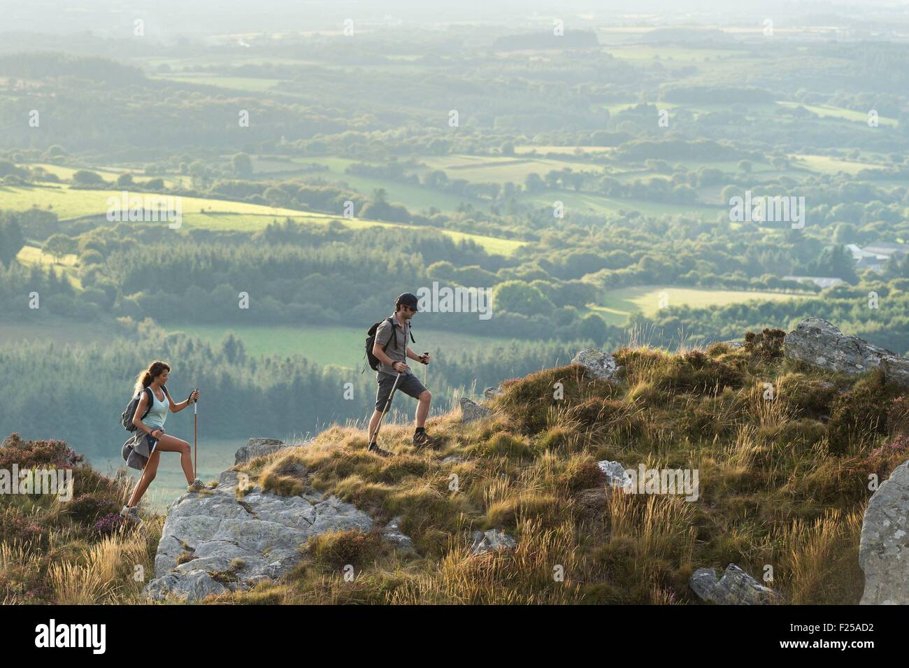 France, Finistere, Saint Rivoal, hiking on the Mont Saint Michel of ...