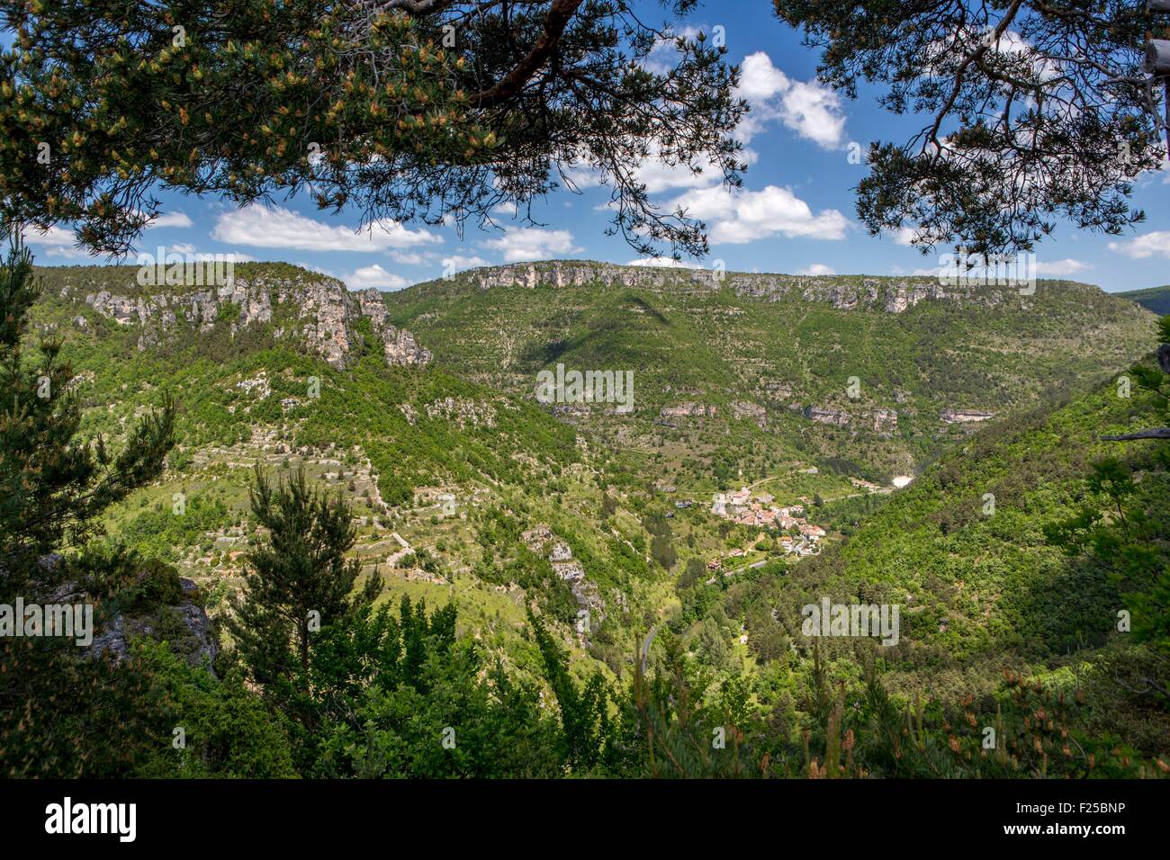 France, Aveyron, la Roque Sainte Marguerite and the Dourbie river Stock ...