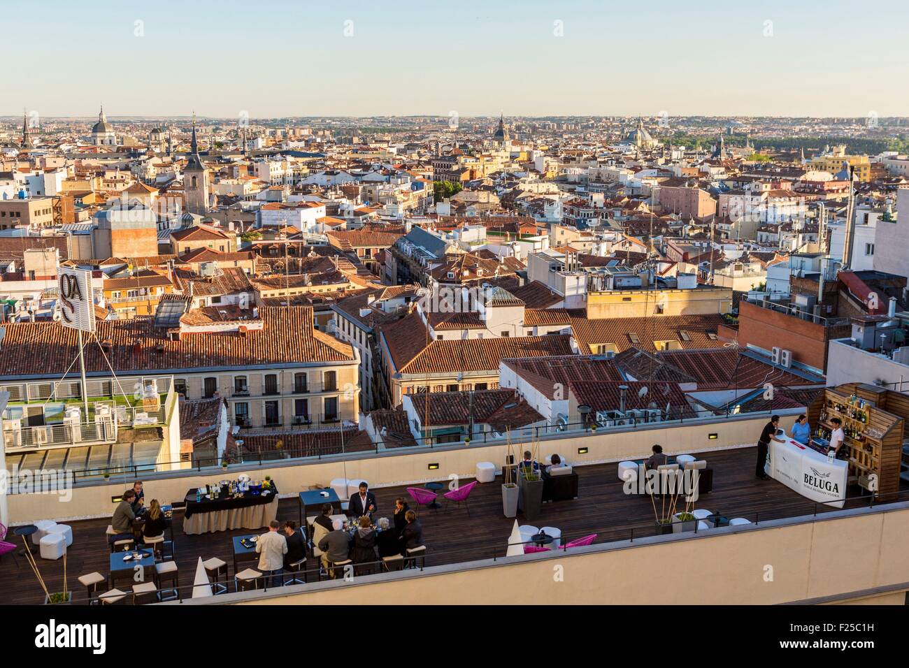 Spain, Madrid, La Latina district, the terrace of the hotel Capitolio ...