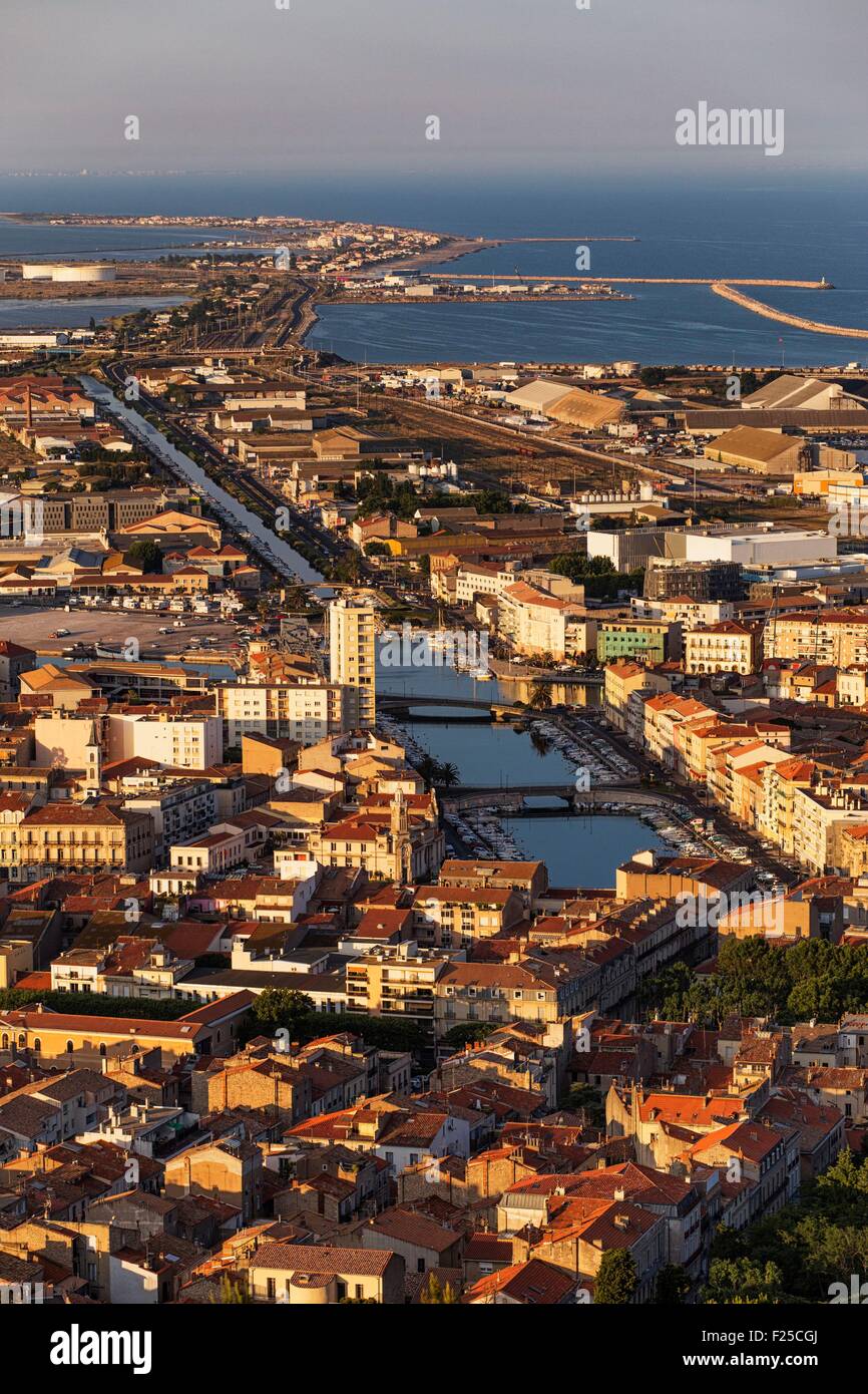 France, HΘrault , Sete, town overview from Mont Saint-Clair Stock Photo ...