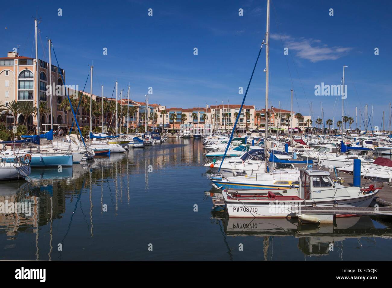 France, Pyrenees Orientales, Argeles sur Mer, Argeles Plage, the marina ...