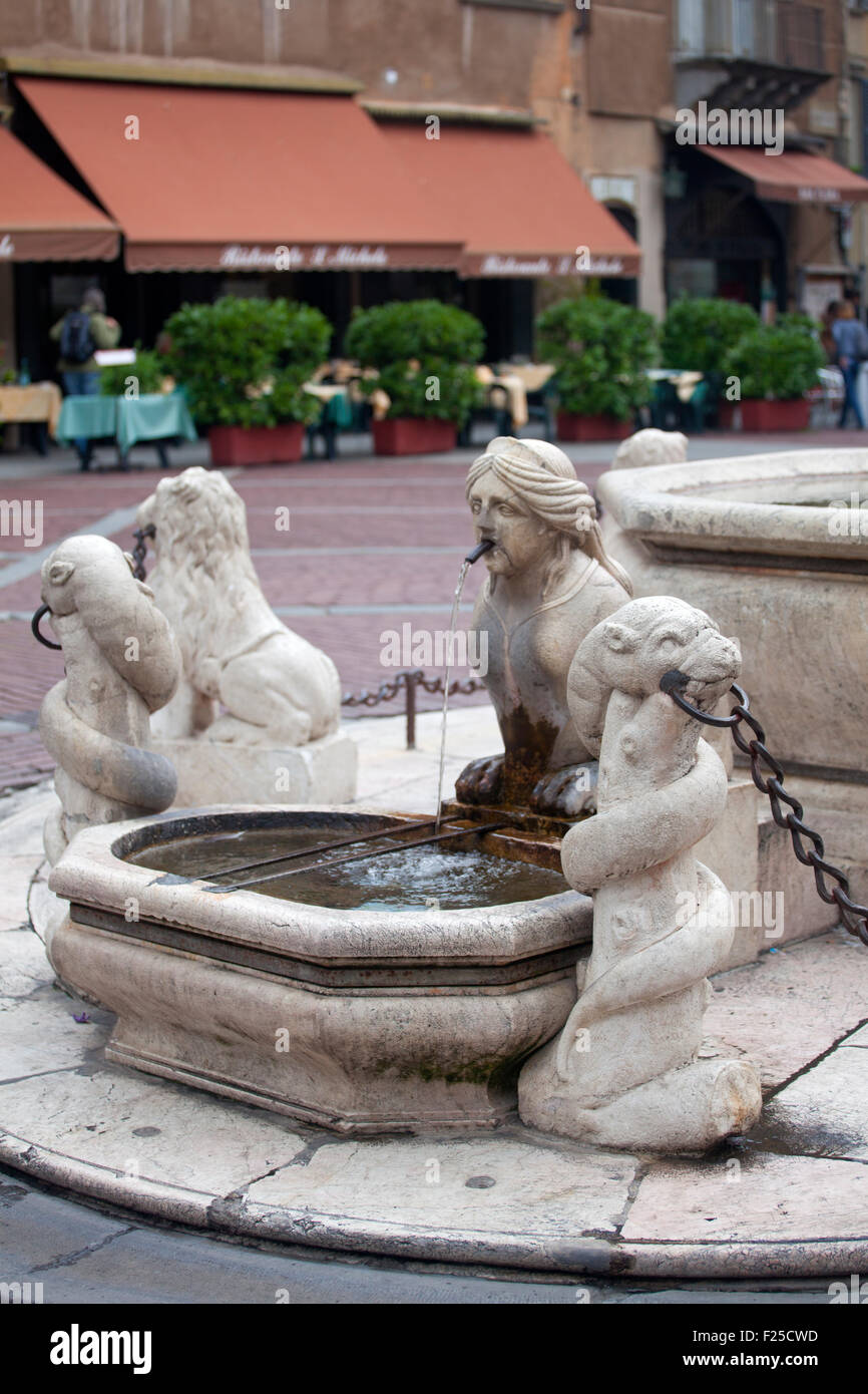 The Contarini fountain in the city of Bergamo Alta, Italy Stock Photo ...