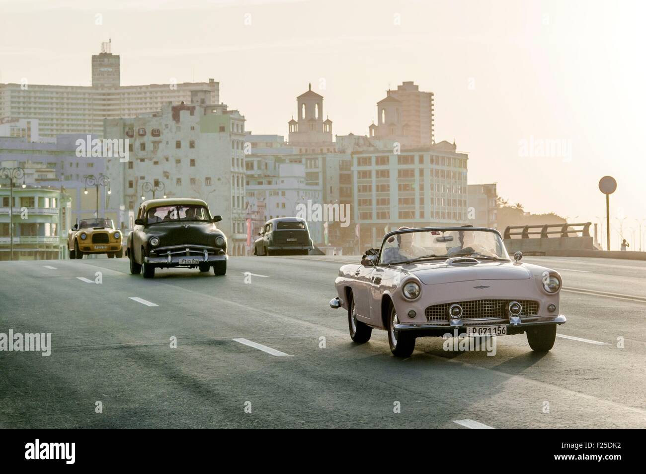 Cuba, Havana, Malecon, traffic in Habana Centro district Stock Photo ...