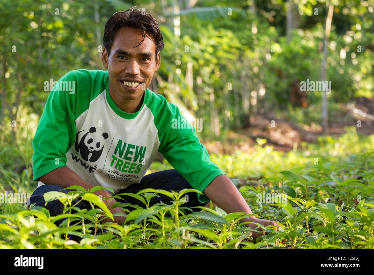 Indonesia, Sunda islands, Lombok, WWF New Trees Project, villager ...