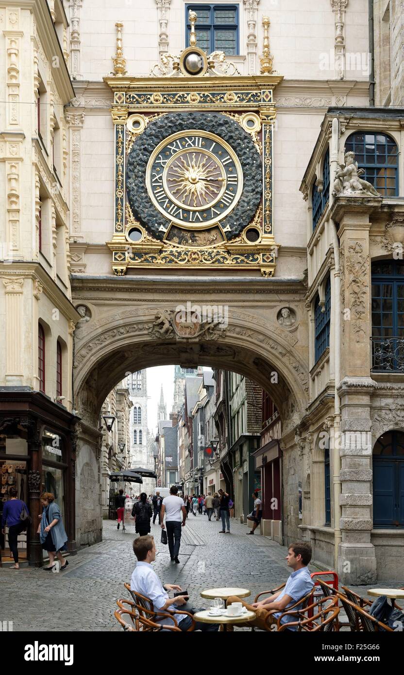 France, Seine Maritime, Rouen, the Gros Horloge is an astronamical ...