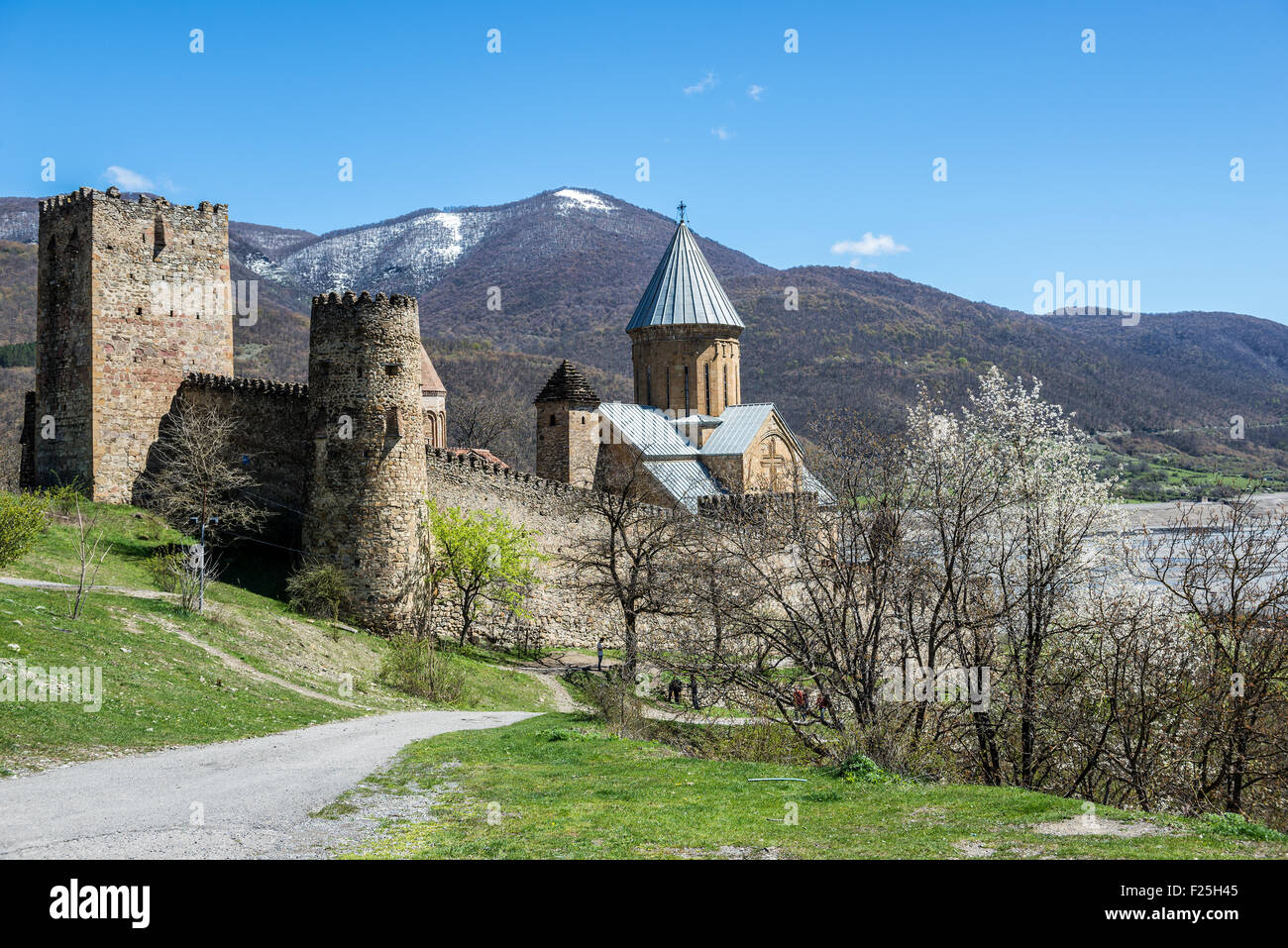 Fortifications of medieval Ananuri Castle complex on the Aragvi River ...