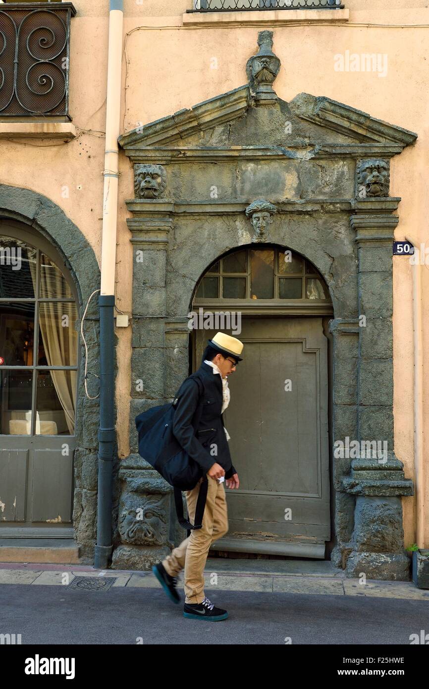 France, Var, Saint-Tropez, the porch of the house called the Moor rue ...