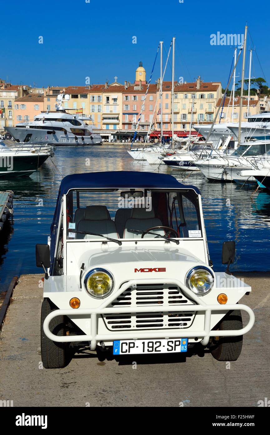 France, Var, Saint-Tropez, Mini Moke car on the port Stock Photo - Alamy