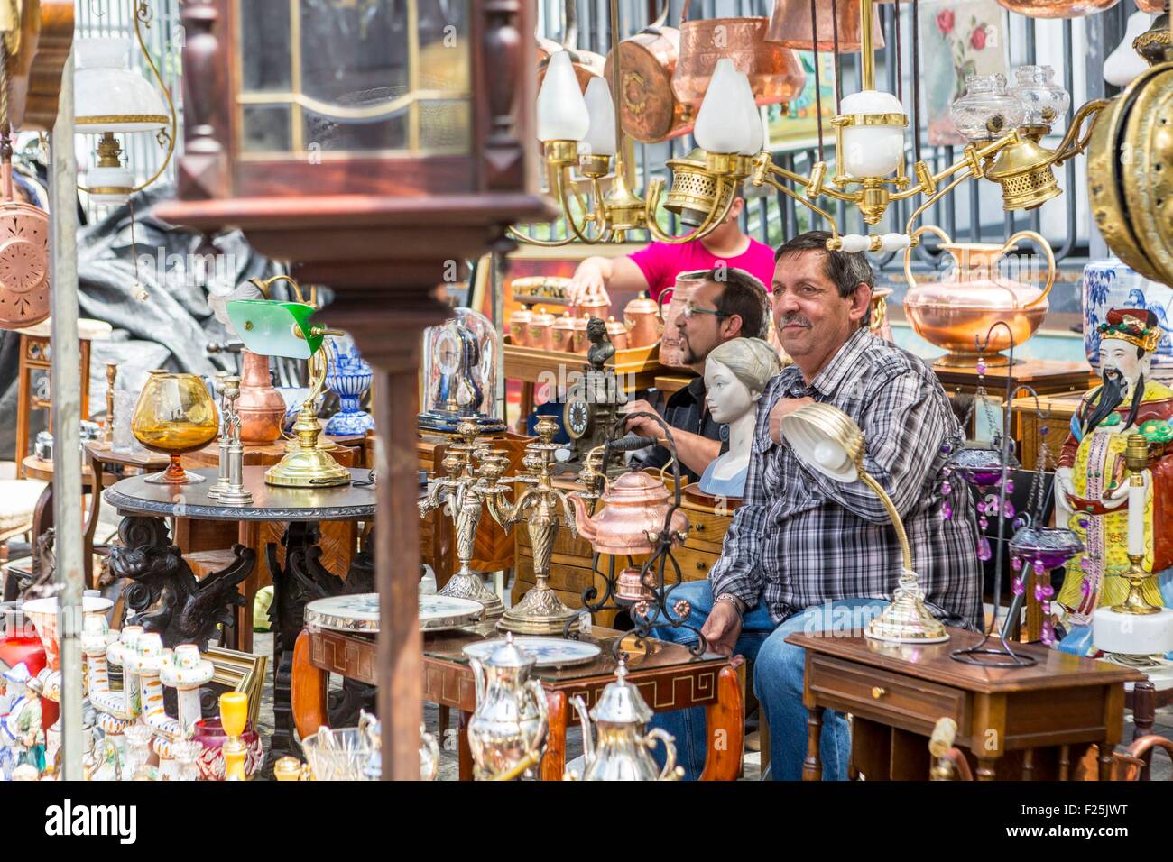 Spain, Madrid, La Latina district the sunday flea market of El Rastro ...