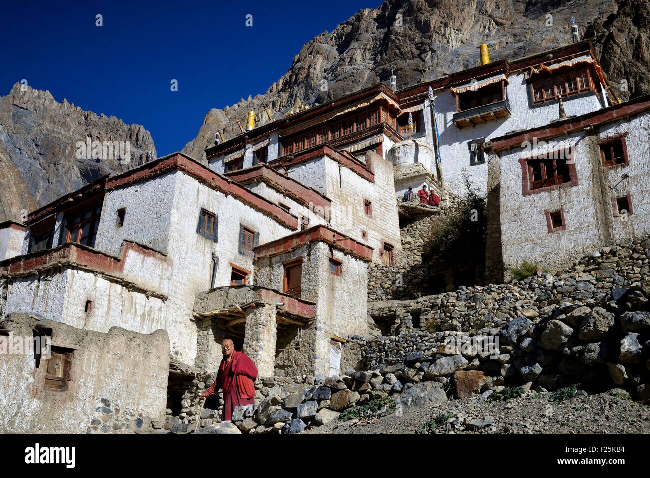 India, Jammu and Kashmir State, Himalaya, Ladakh, Zanskar, monks in ...