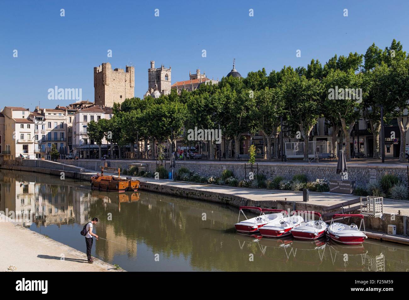 France, Aude, Narbonne, the canal de la Robine listed as World Heritage ...