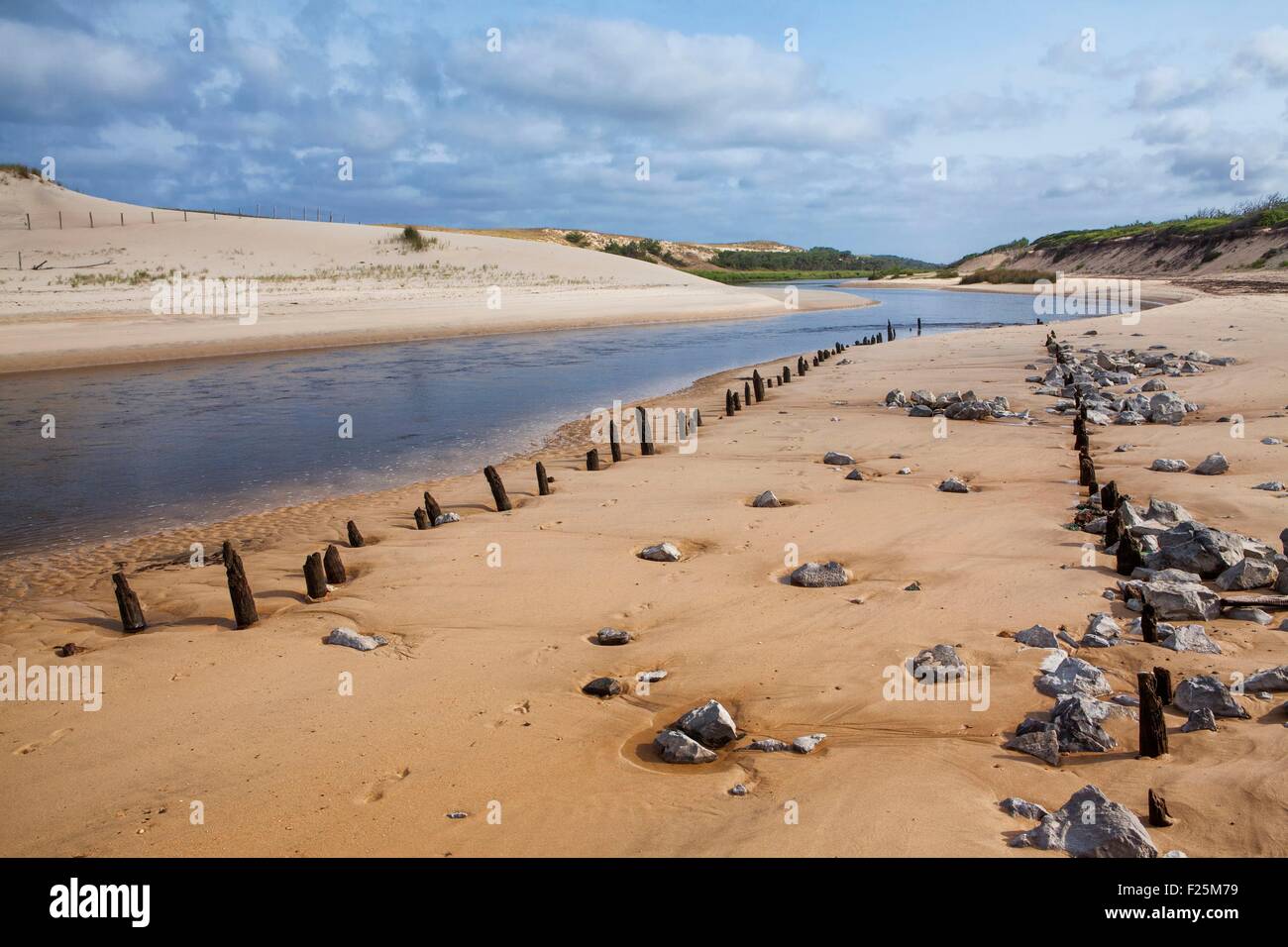 France, Landes, Moliets et Maa, the beach, the Courant d'Huchet Stock ...