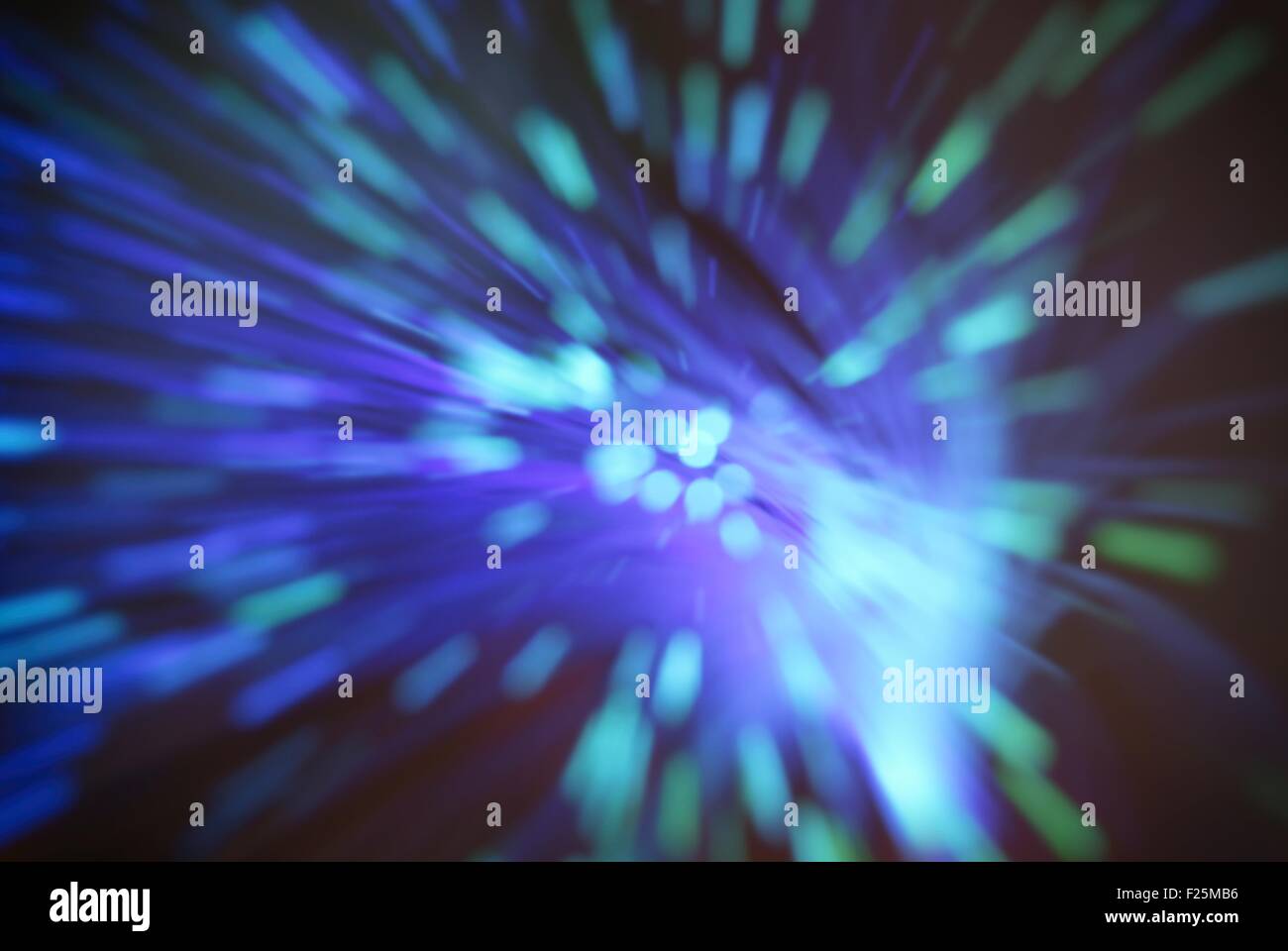 colored particles fly in space of the optical fiber and circling ...