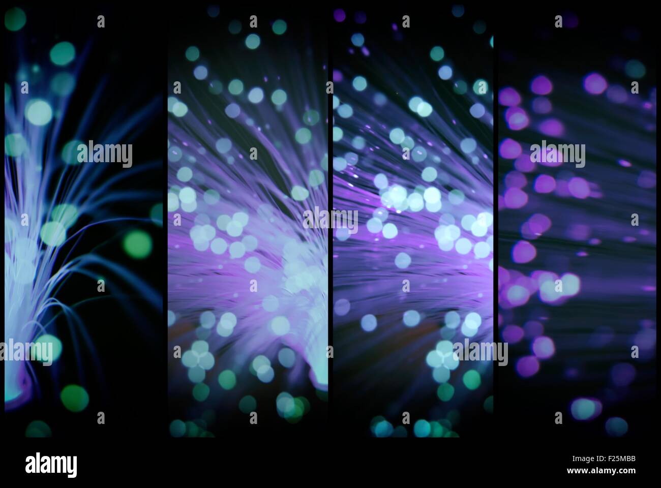 colored particles fly in space of the optical fiber and circling ...